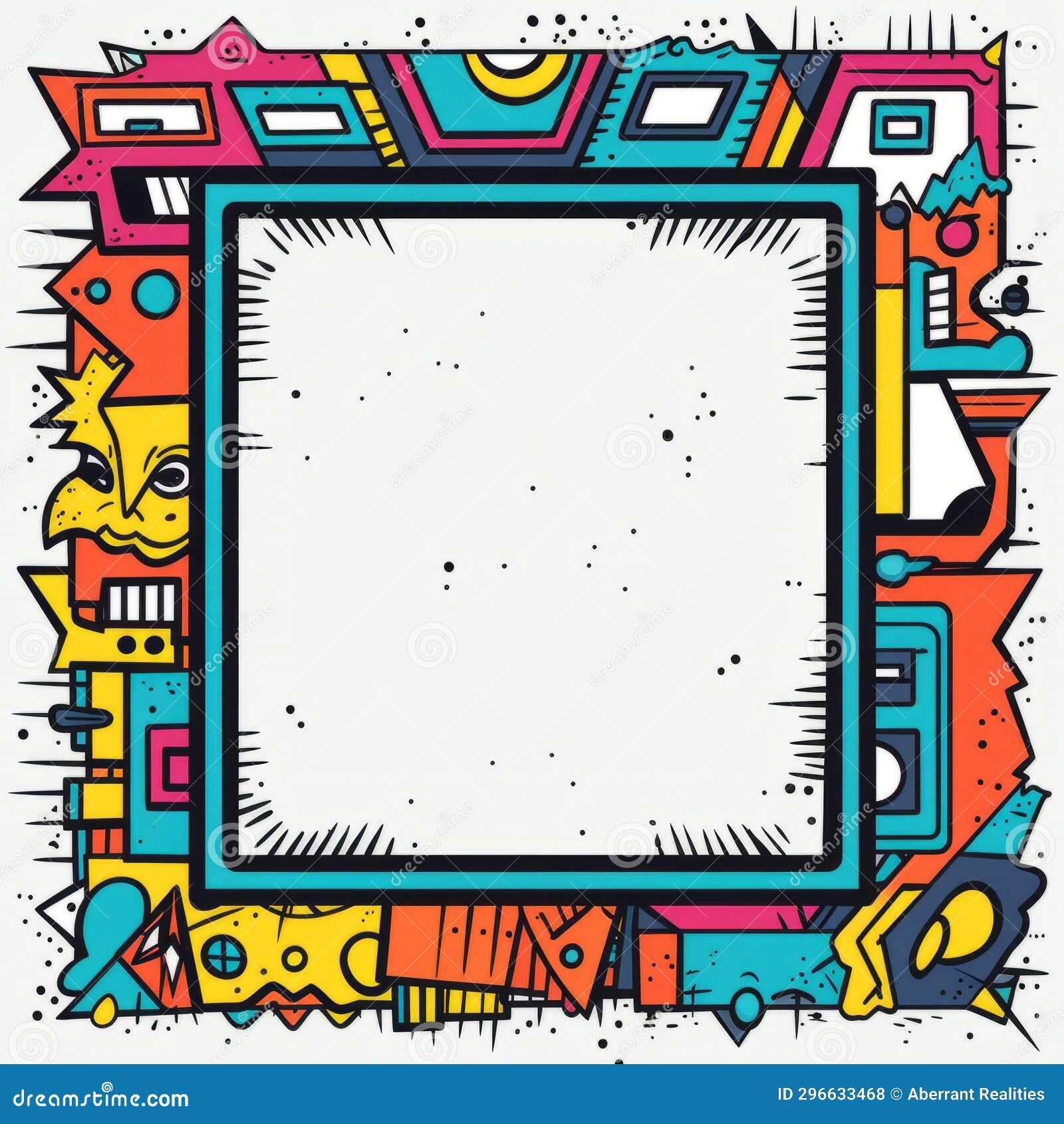 An Illustration of a Square Frame with Graffiti Art on it Stock ...