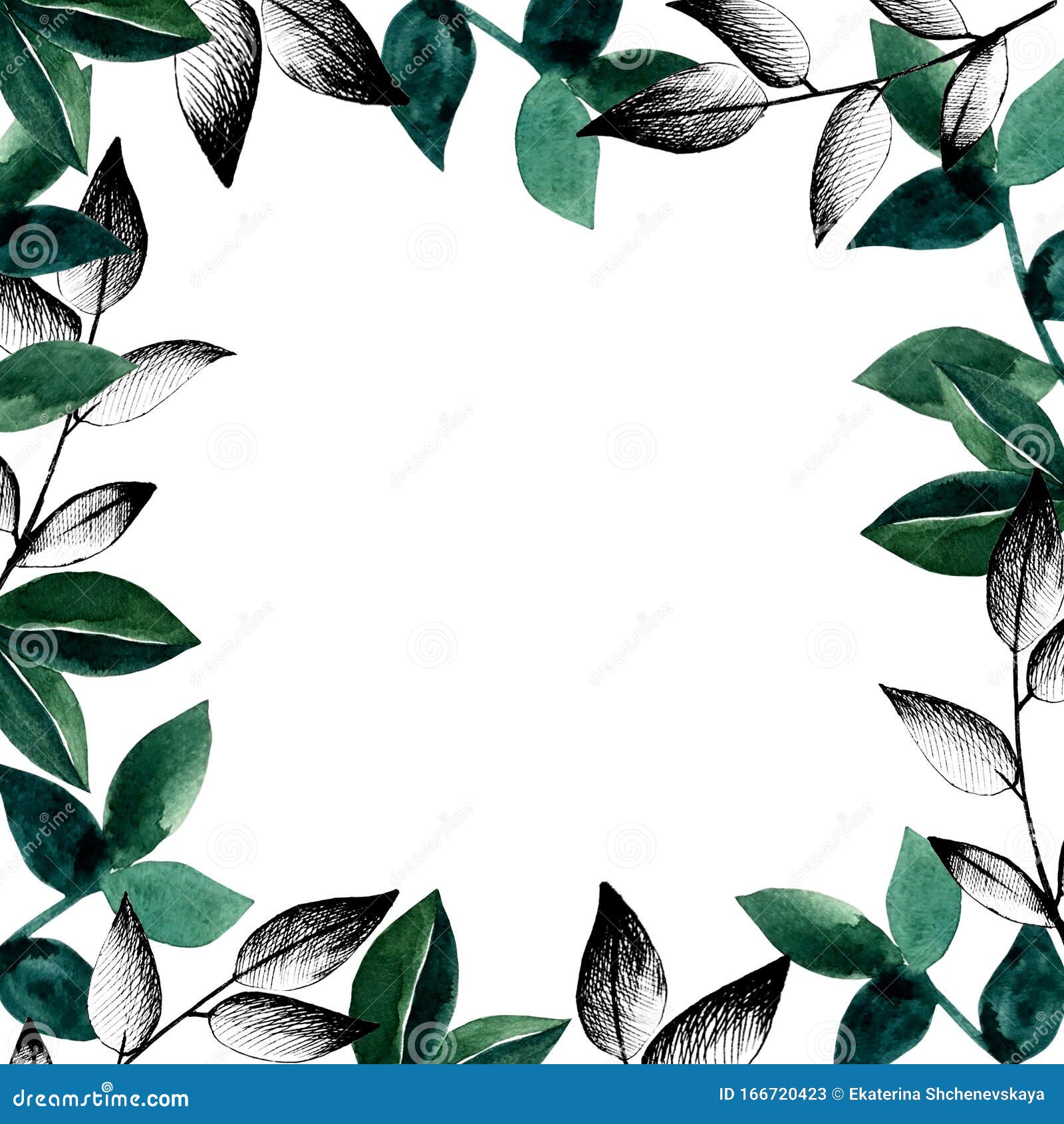 Illustration Square Frame Made of Leaves Stock Illustration ...