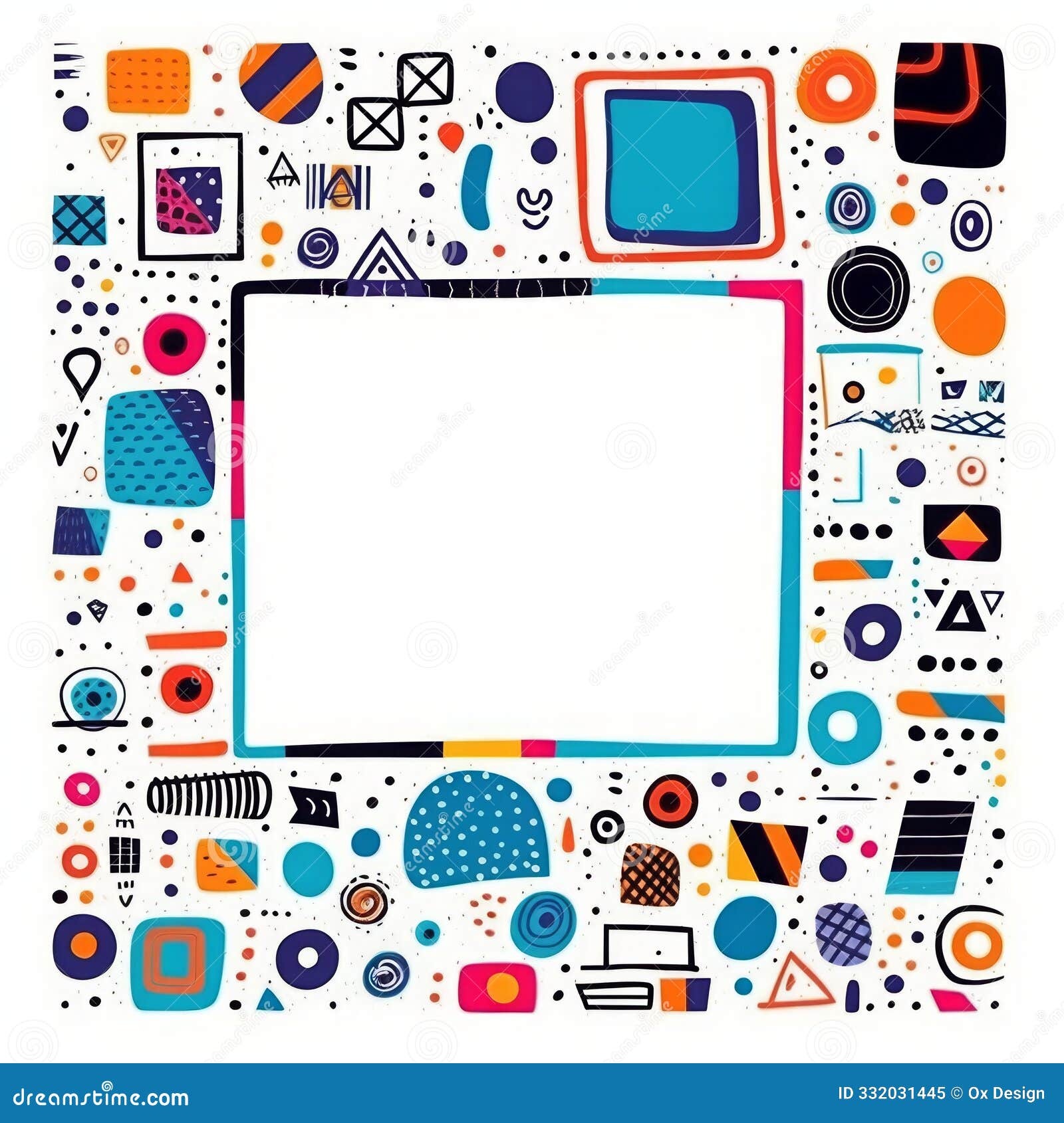 Illustration of Square Shape Frame or Border with Colorful and ...