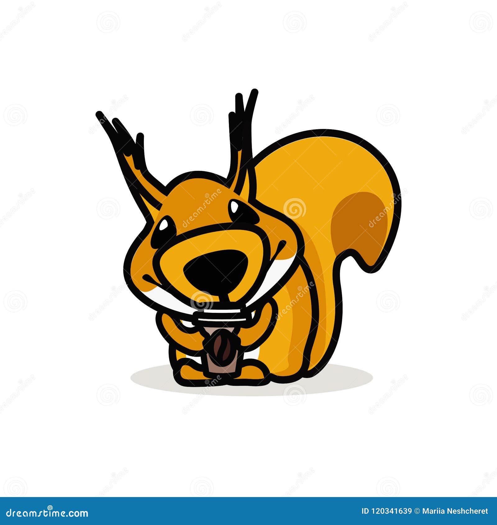 Squirrel with coffee stock illustration. Illustration of happy - 120341639