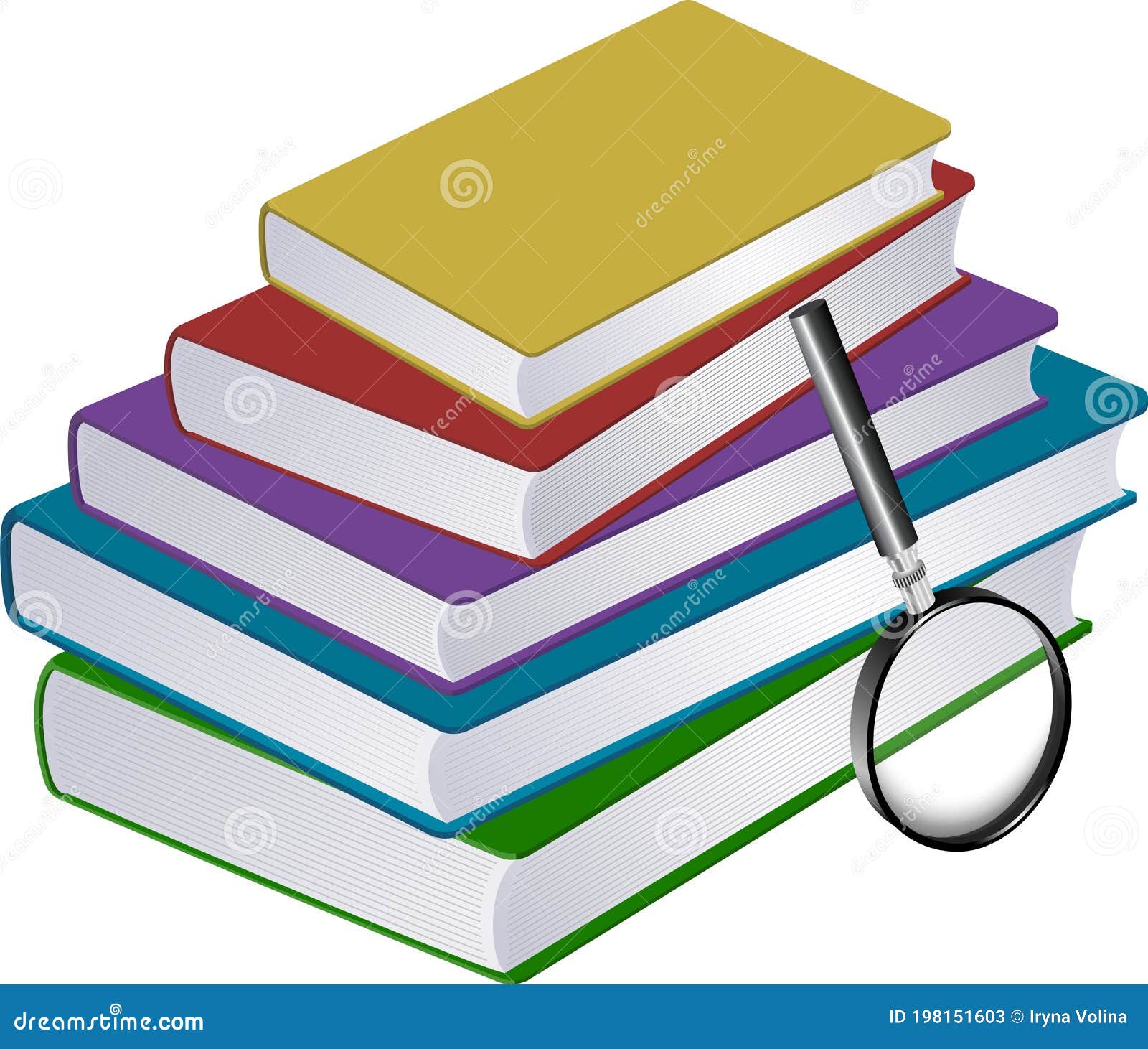 Illustration of Stack of Books with Magnifier Stock Vector ...