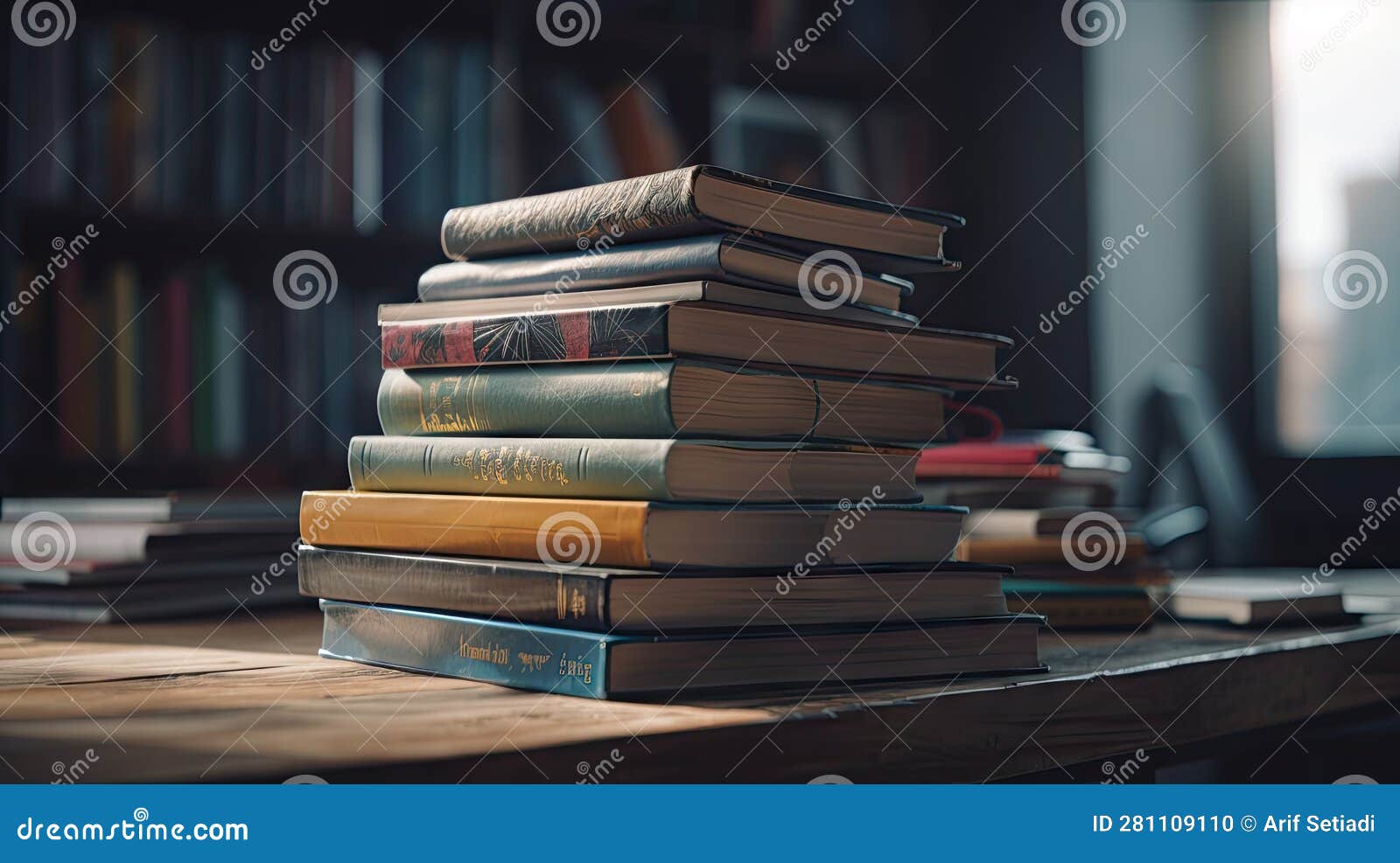 Illustration of a Stack of Books on a Table Stock Illustration ...