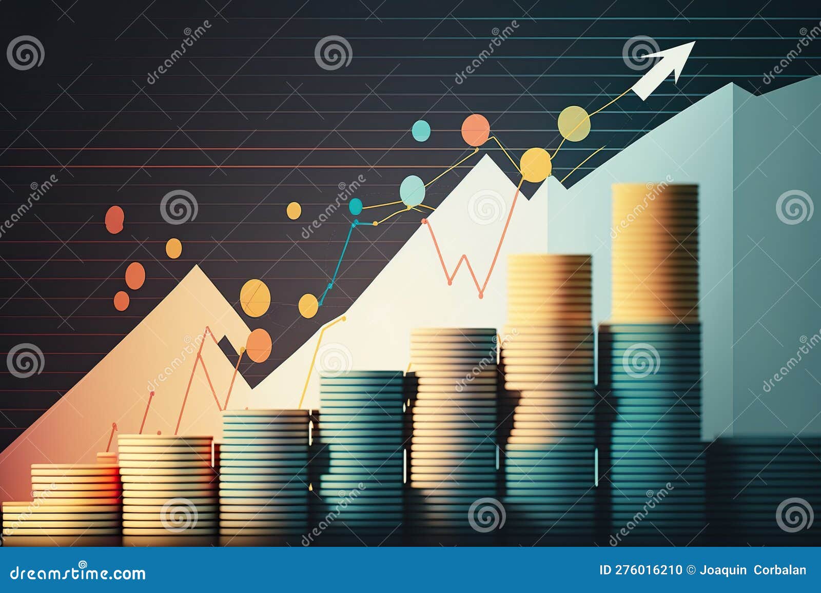Illustration of a Stack of Coins in the Form of a Graph, Price Rise and ...