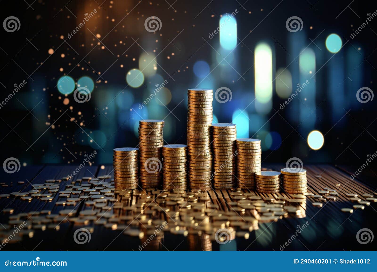 A Stack of Gold Stack of Gold Coins on a Directional Graph Stock ...