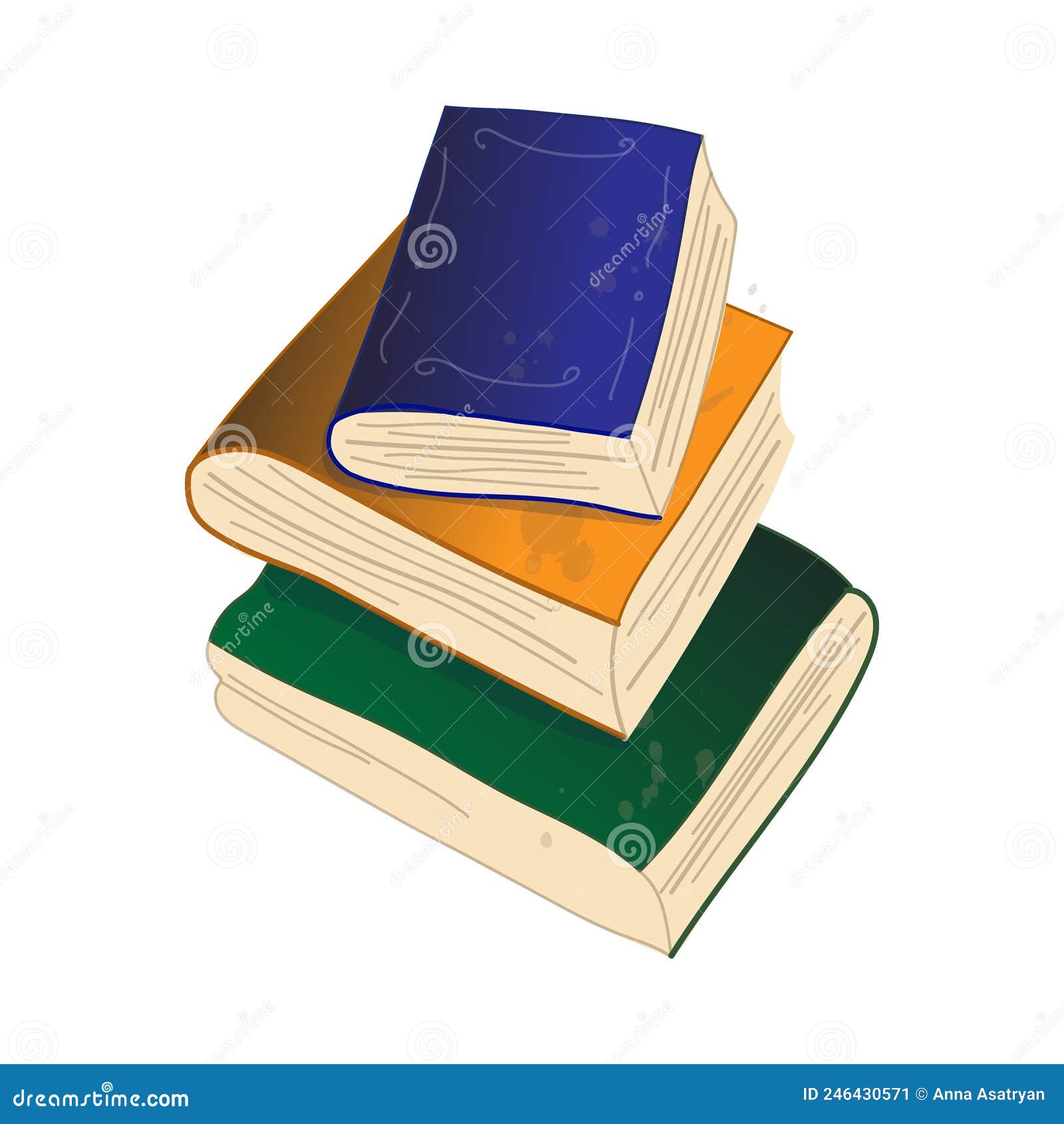 Illustration of a Stack of Magical Books on a White Background Stock ...