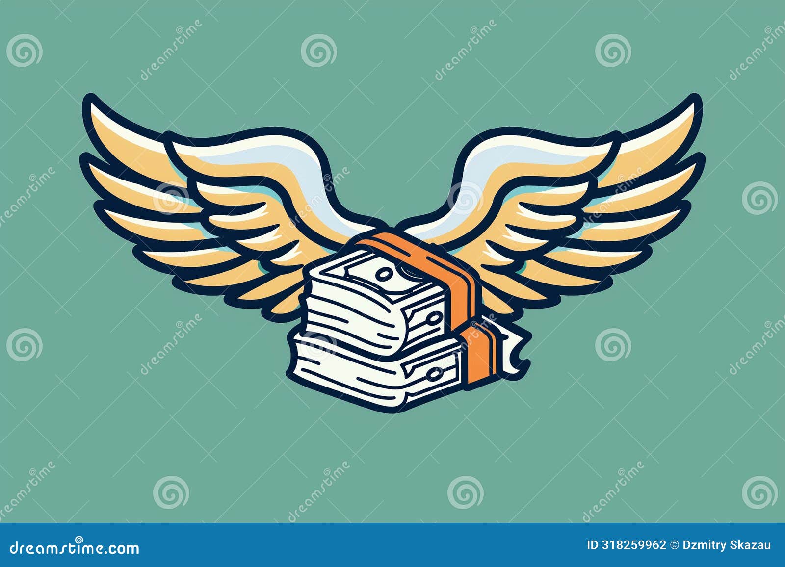 Money Stack with Wings Illustration Stock Illustration - Illustration ...
