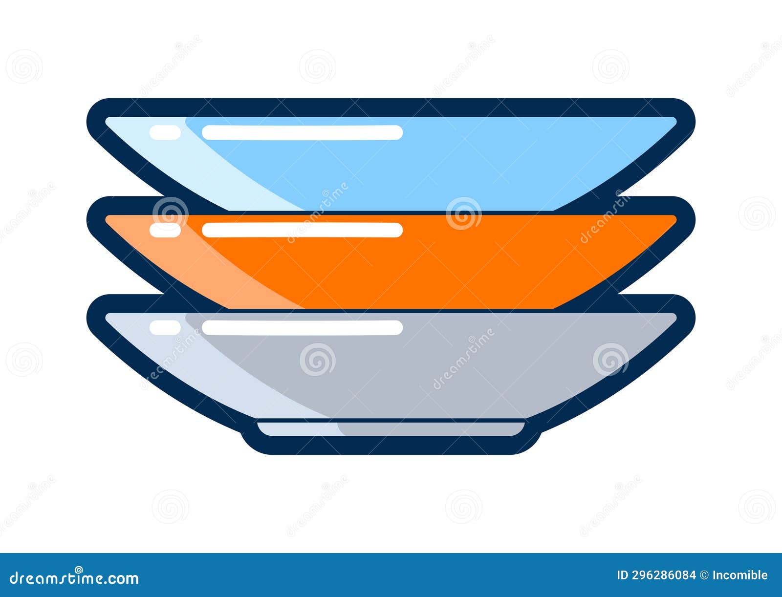 Illustration of Stack of Plates. Stylized Kitchen Utensil Item. Stock ...