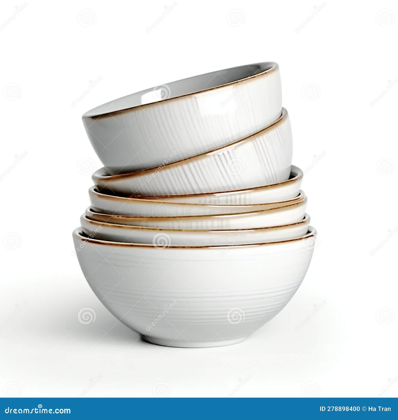 Stack of White Bowls Isolated on White Background Stock Illustration ...