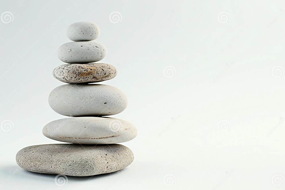 Stack of White Zen Stones on White Background, Zen Concept Stock ...