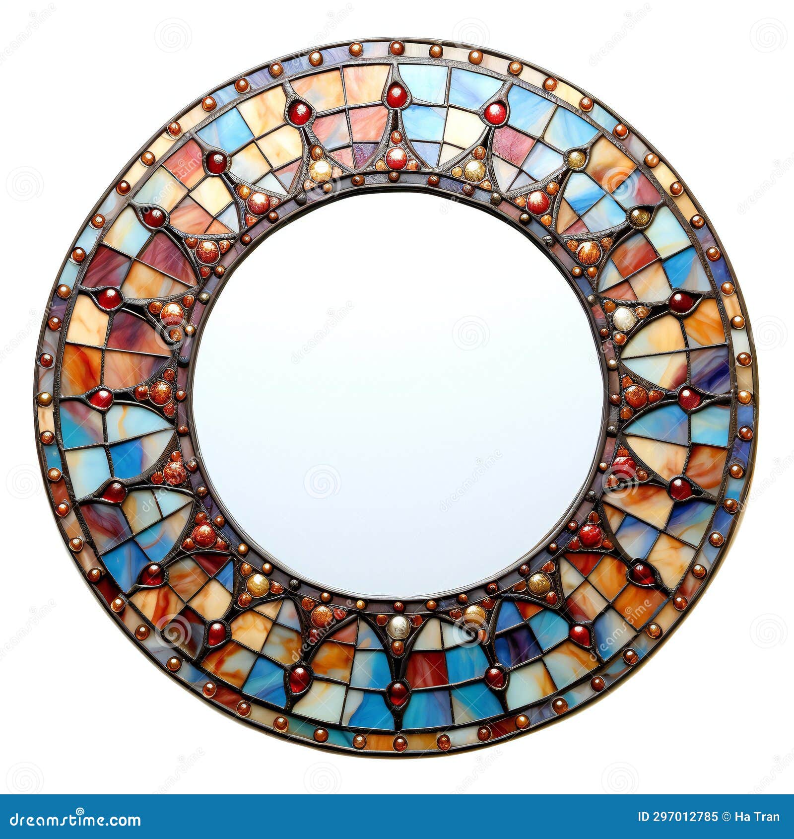 Illustration in Stained Glass Style with a Round Frame on a White ...