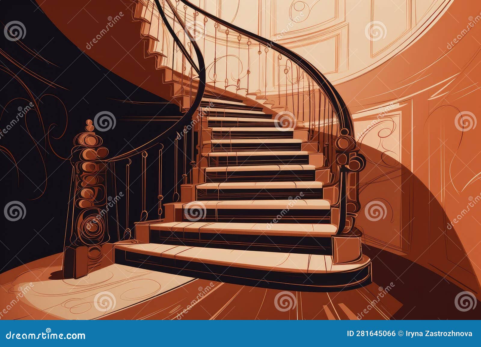 Illustration of Stairs in the House, Interior Design Stock Illustration ...
