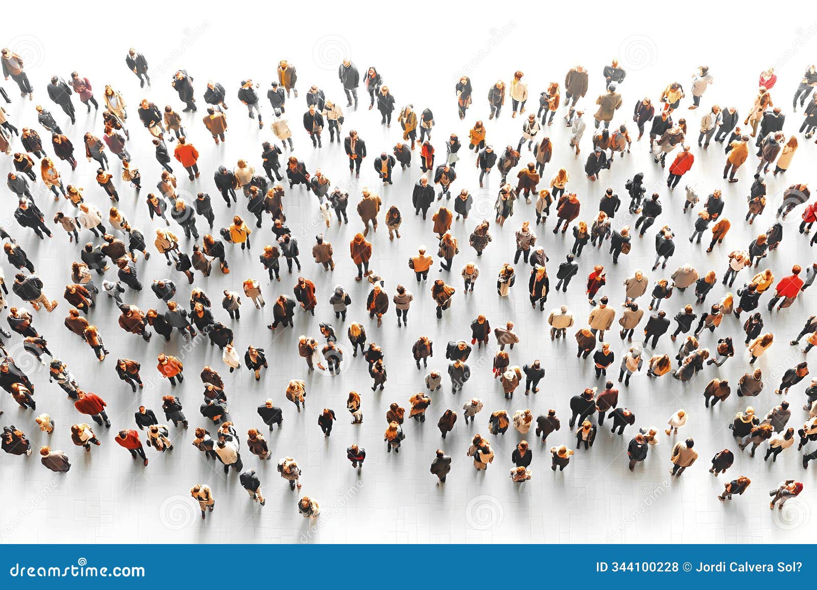 Standing Out From Crowd. White Standing Out From Crowd Of Plenty ...