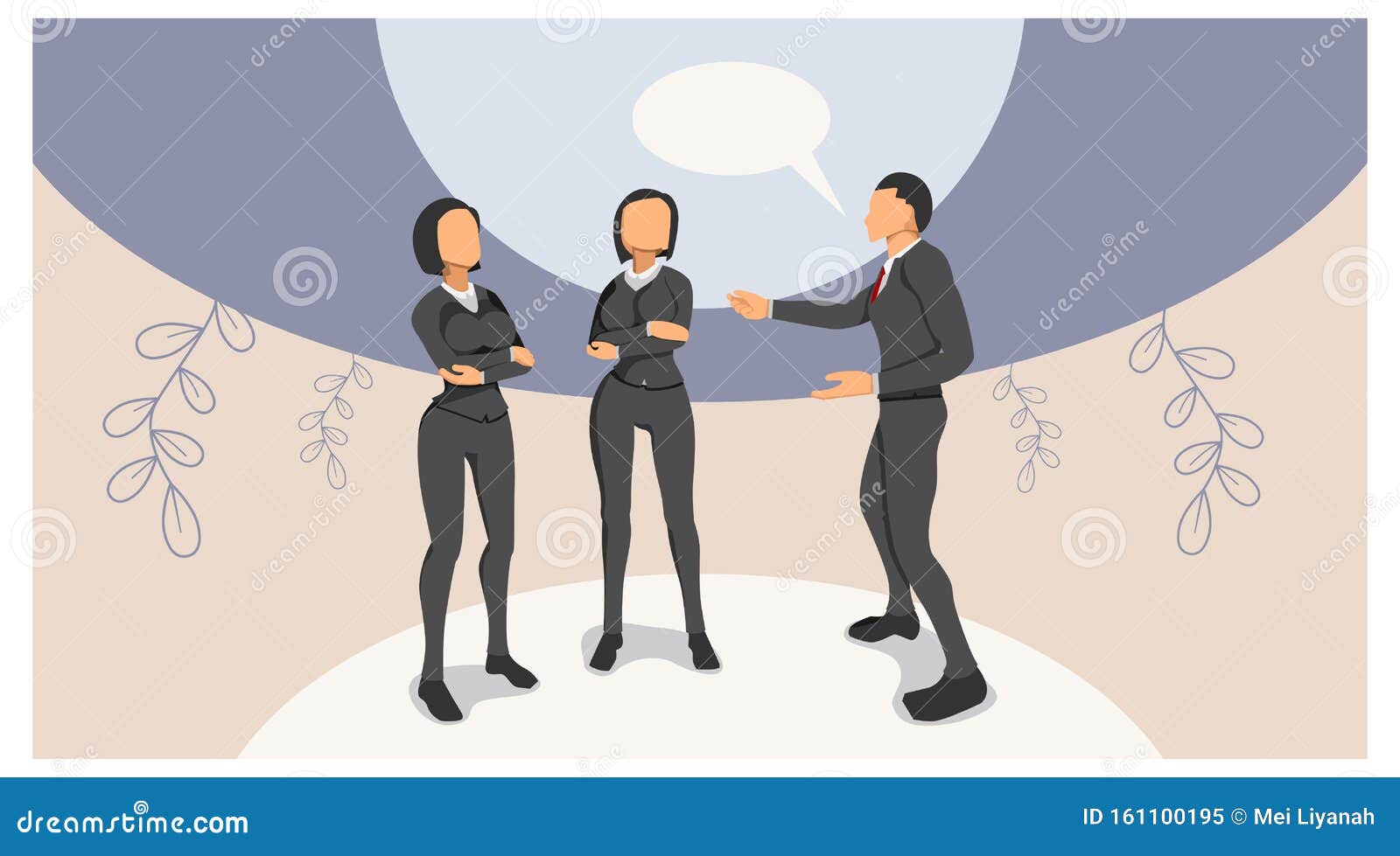 Illustration Stands a Man in Dialogue with Two Women. Three People are ...