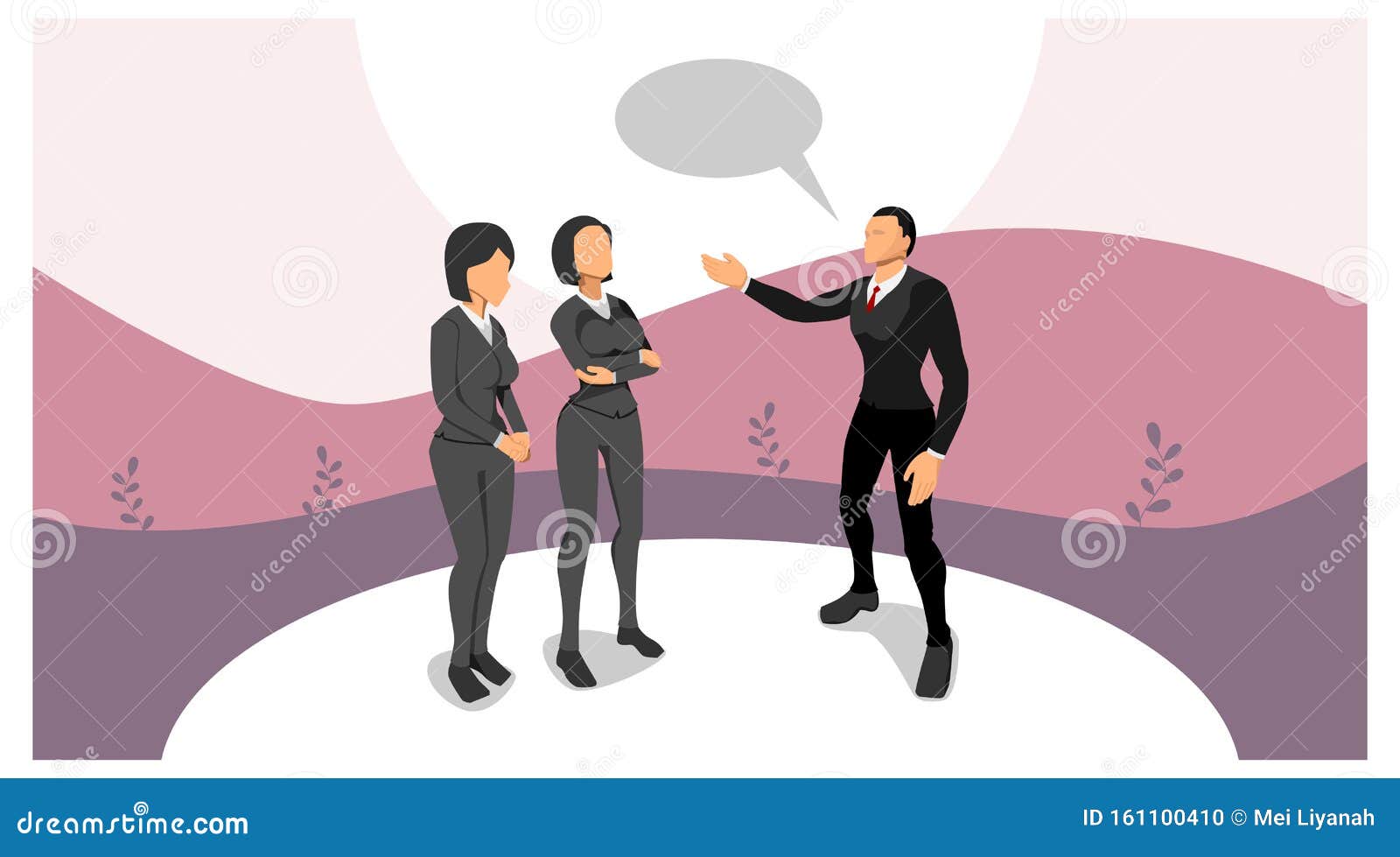 Illustration Stands A Man In Dialogue With Two Women. Three People Are ...
