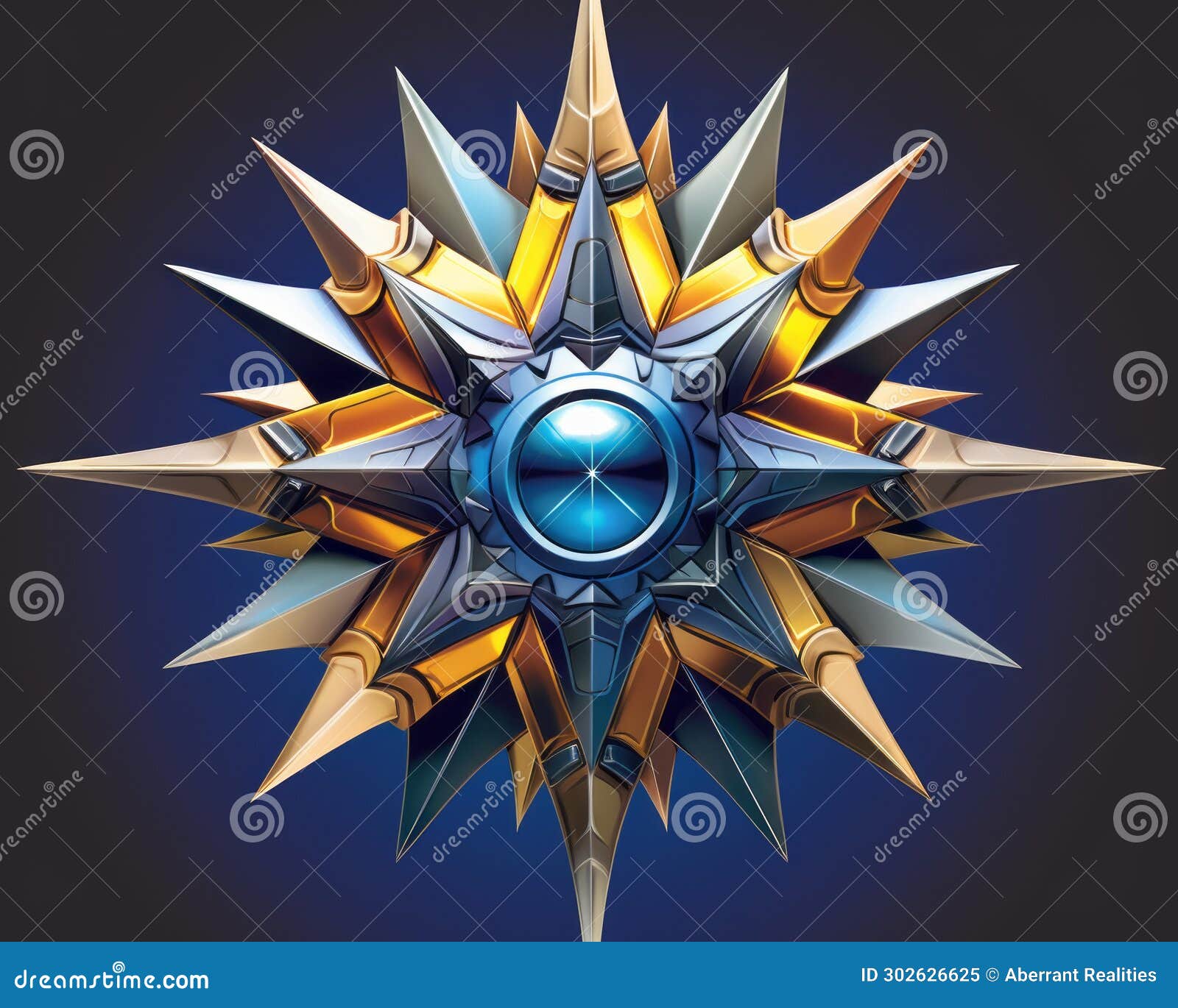 An Illustration of a Star with a Blue Orb in the Center Stock ...