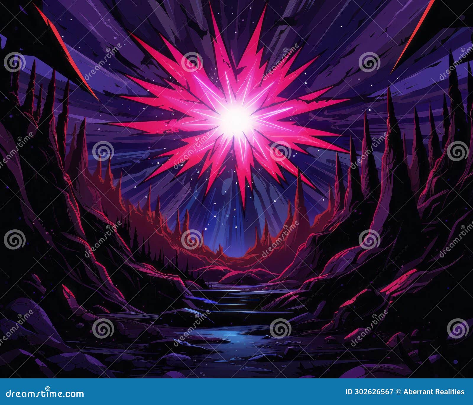 An Illustration of a Star Exploding in the Night Sky Stock Illustration ...