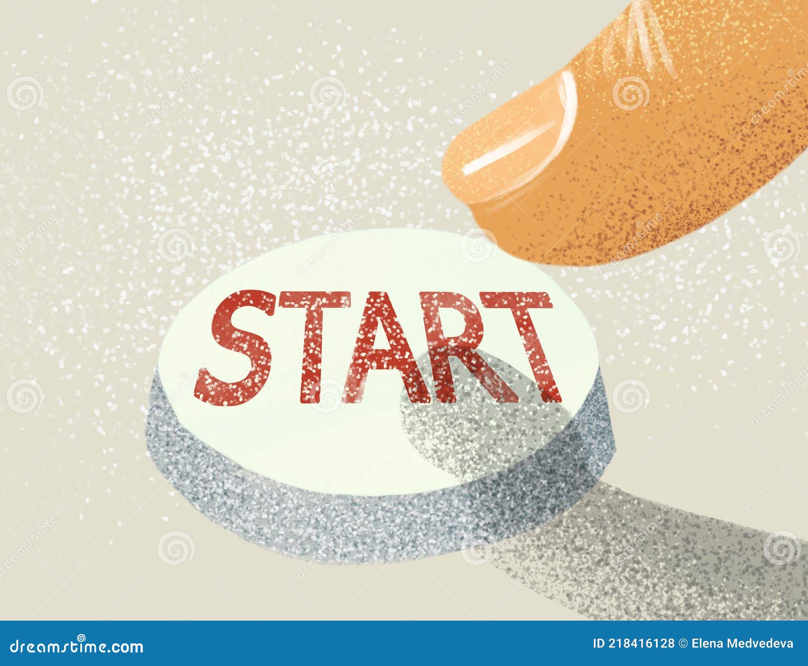 Illustration of the Start Button that the Finger Presses. Modern Light ...