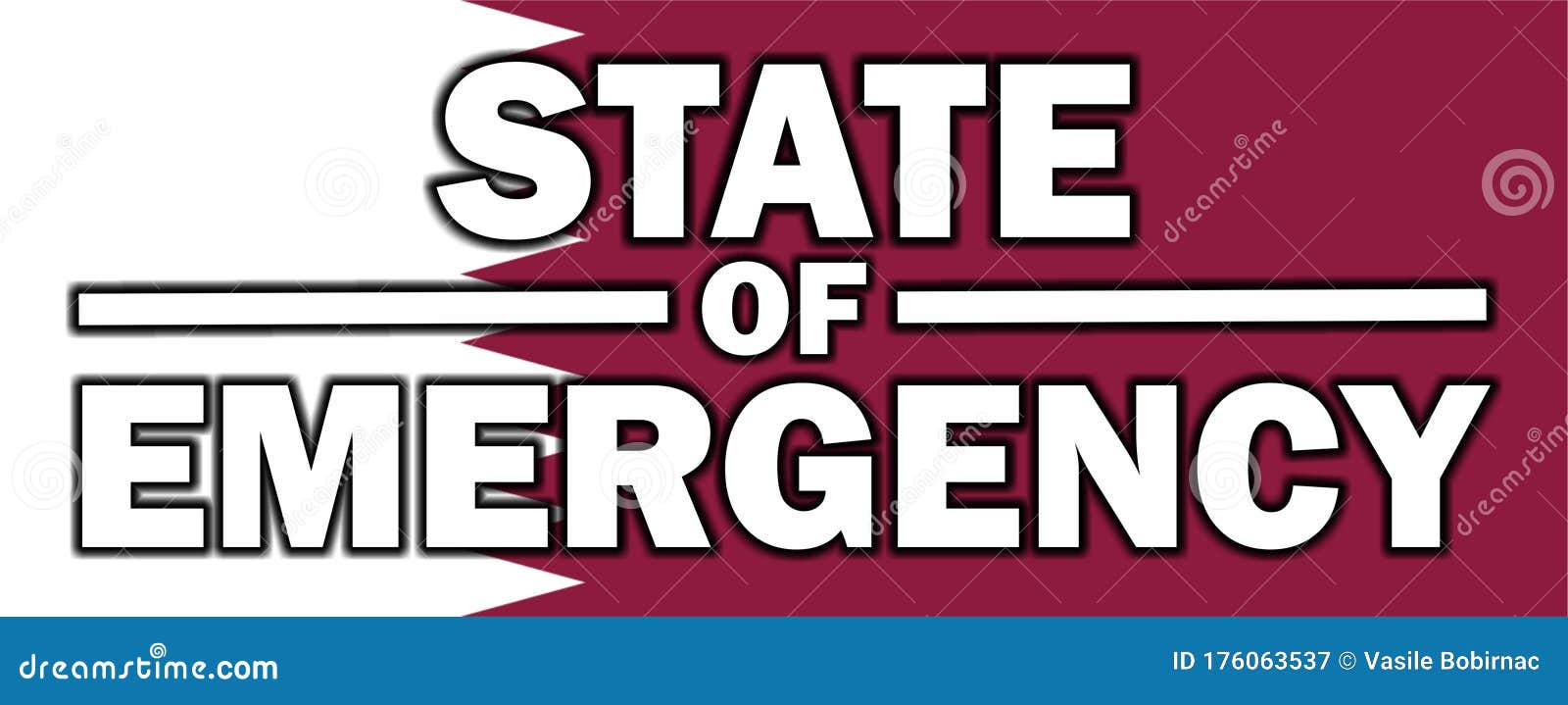 State of Emergency on Qatar Flag Stock Illustration - Illustration of ...