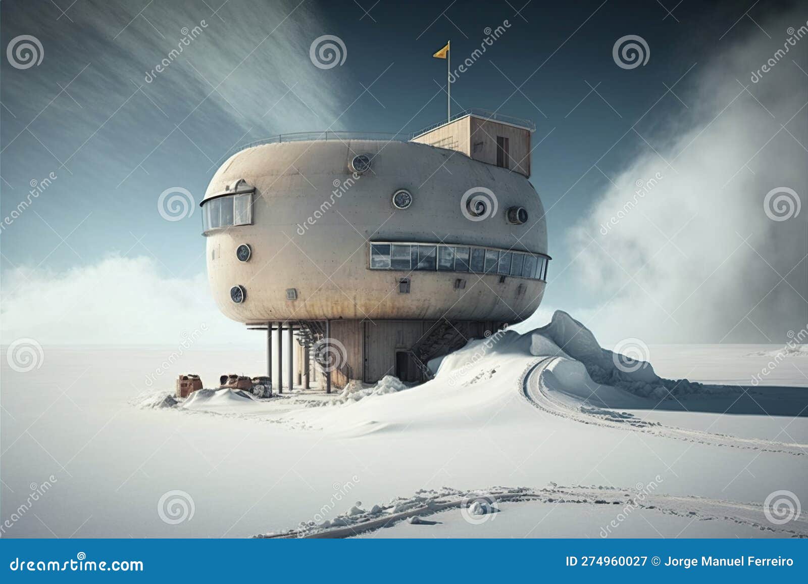 Illustration, Station in the Polar Arctic, Ai Generative Stock ...