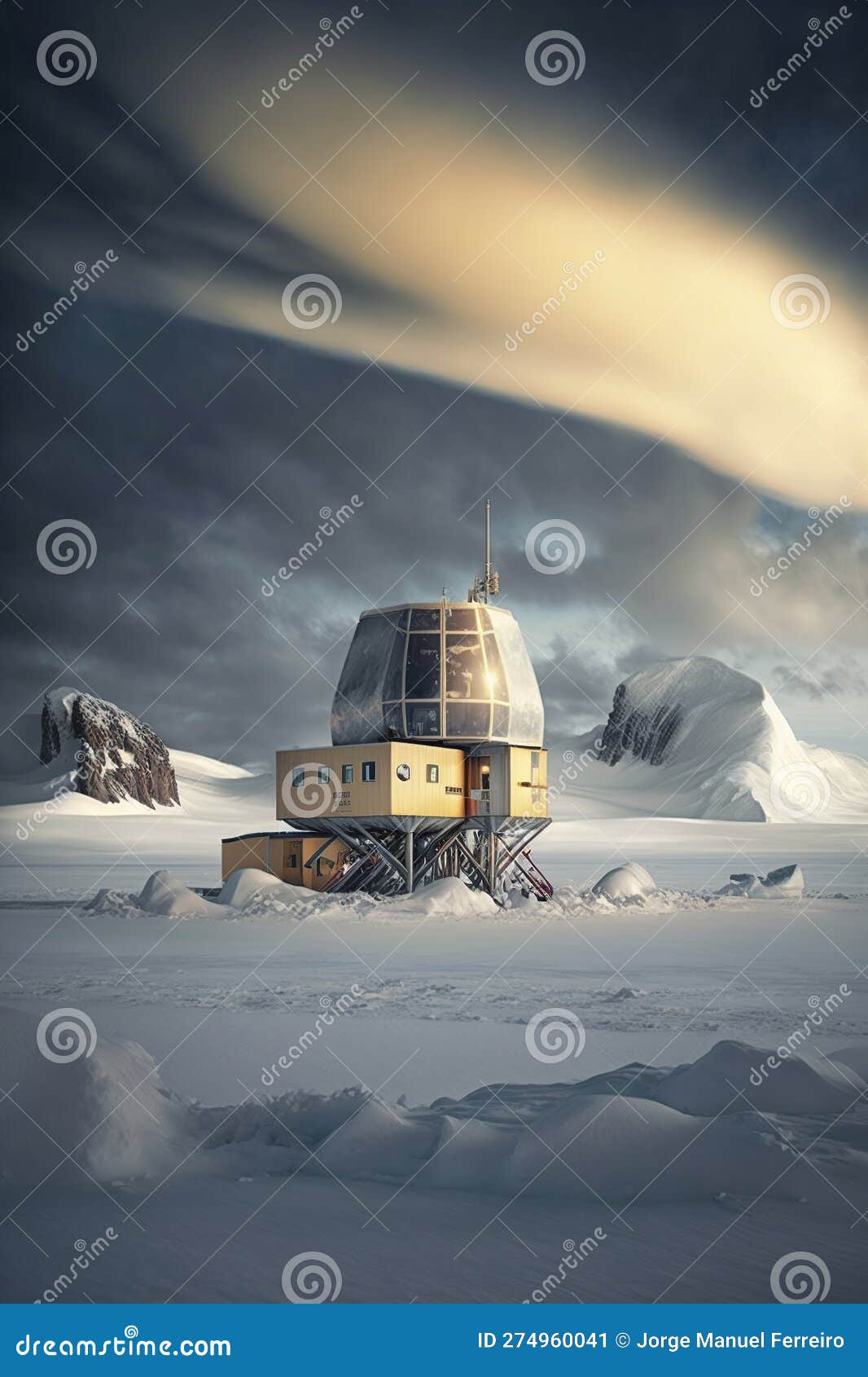 Illustration, Station in the Polar Arctic, Ai Generative Stock ...