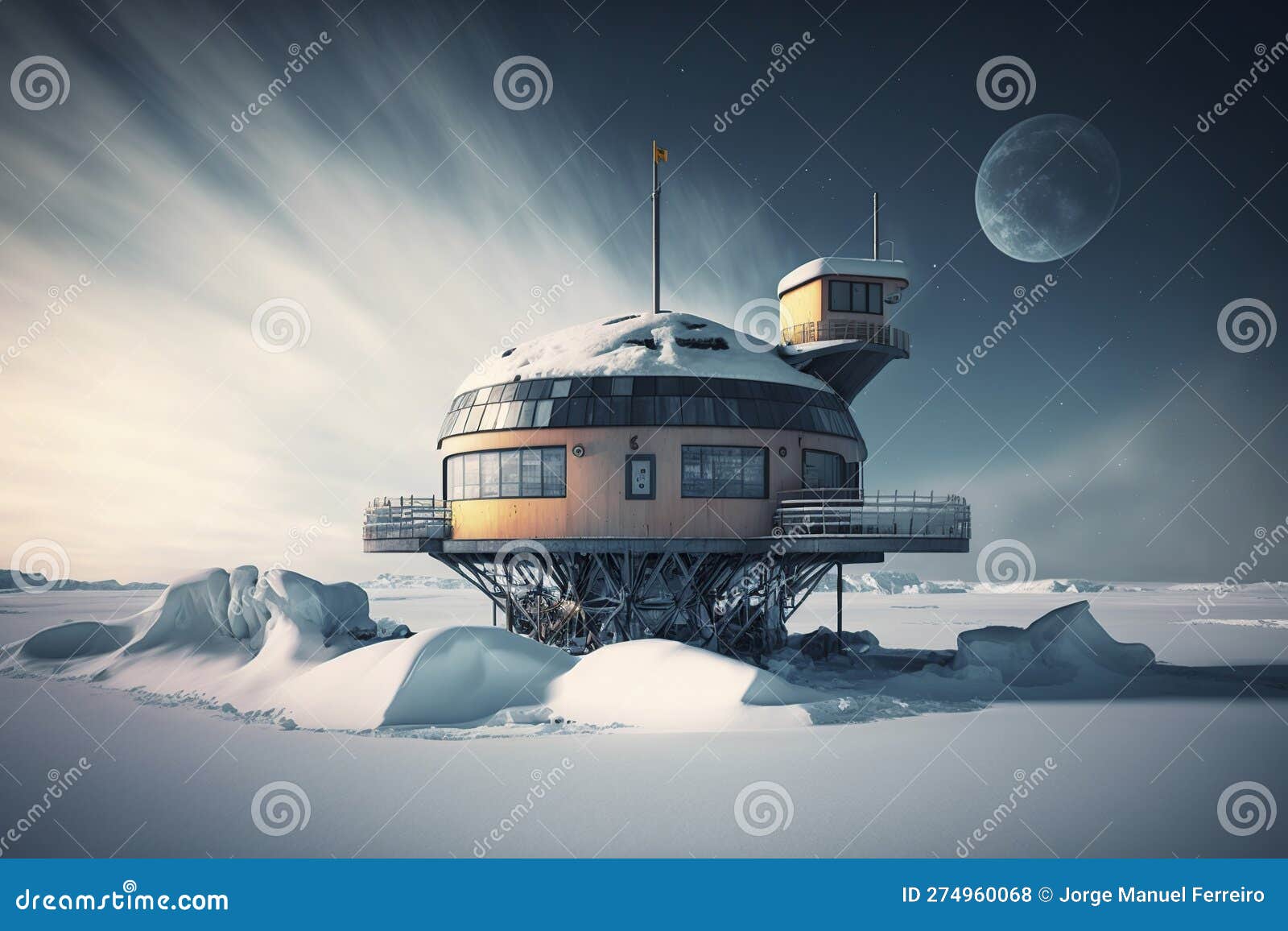 Illustration, Station in the Polar Arctic, Ai Generative Stock ...