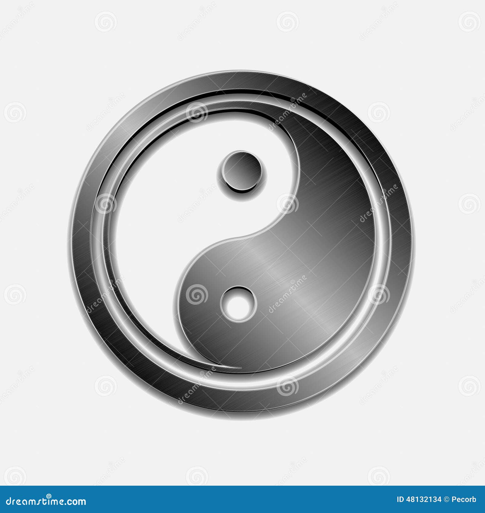 Illustration Of Steel Metallic Jin Jang, White Background ...