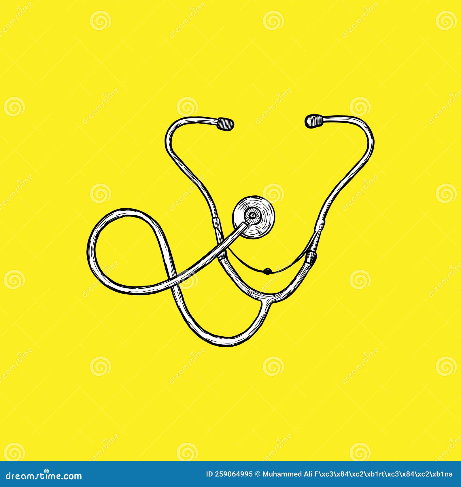 Stethoscope. Hand drawn stock vector. Illustration of stethoscope ...