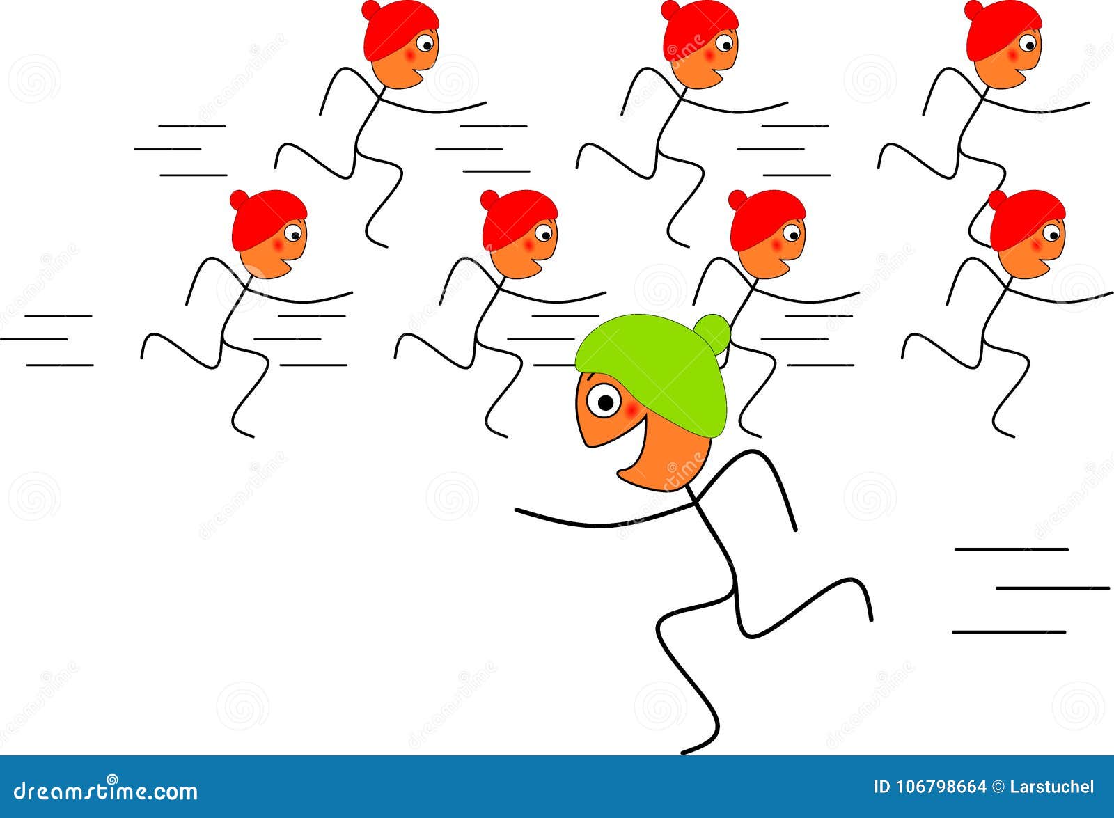One Stick Figures is Running Against the Stream Stock Illustration ... One Stick Figures is Running Against the Stream Stock Illustration ...