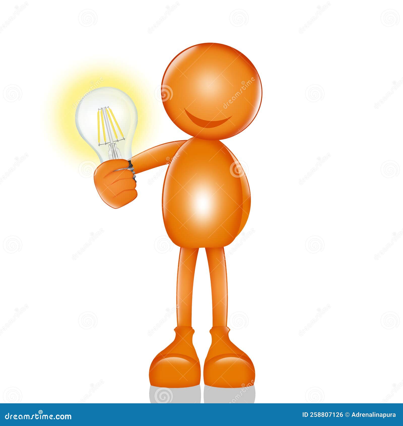 Illustration of Stick Man with Bulb Idea Stock Illustration ...