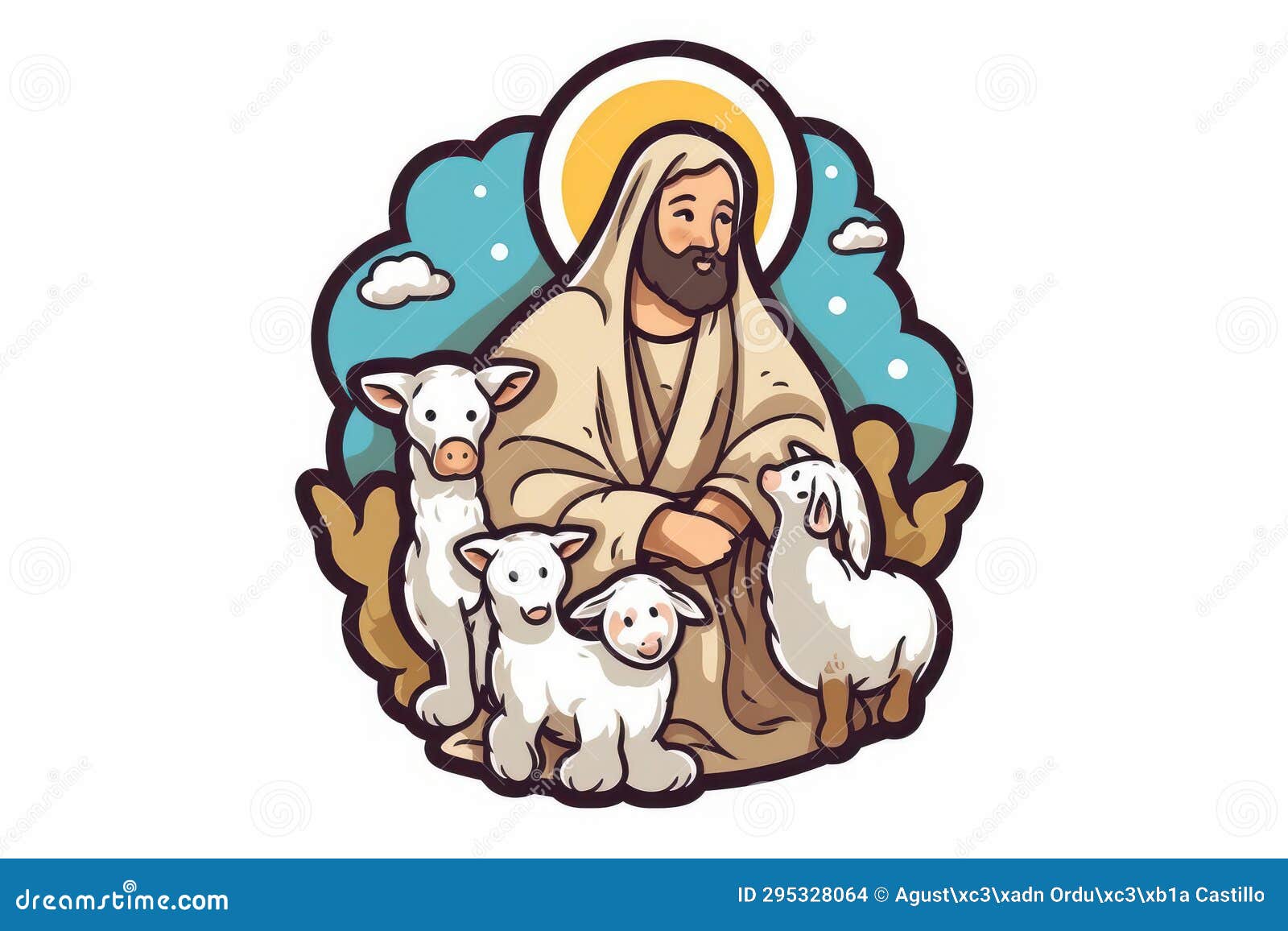 Illustration of a Sticker with the Image of the Good Shepherd. Stock ...