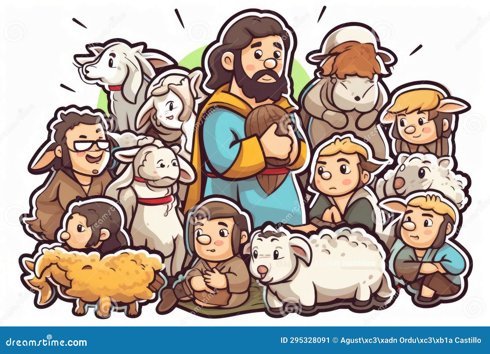 Illustration of a Sticker with the Image of the Good Shepherd. Stock ...