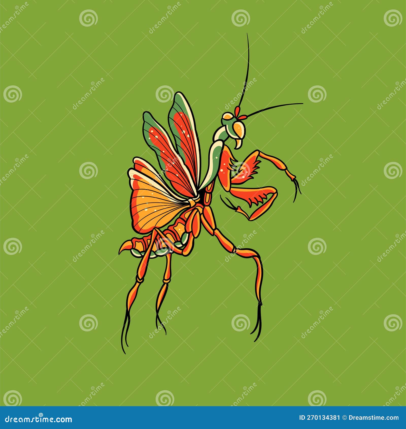 Illustration Sticker of a Praying Mantis Stock Vector - Illustration of ...