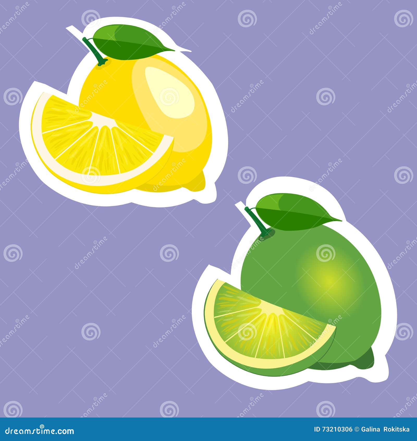 Illustration Sticker Set of Lemon and Lime Fruits Stock Illustration ...