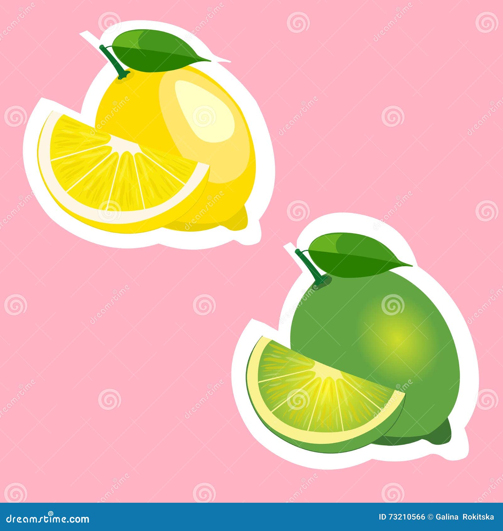 Illustration Sticker Set of Lemon and Lime Fruits Stock Vector ...