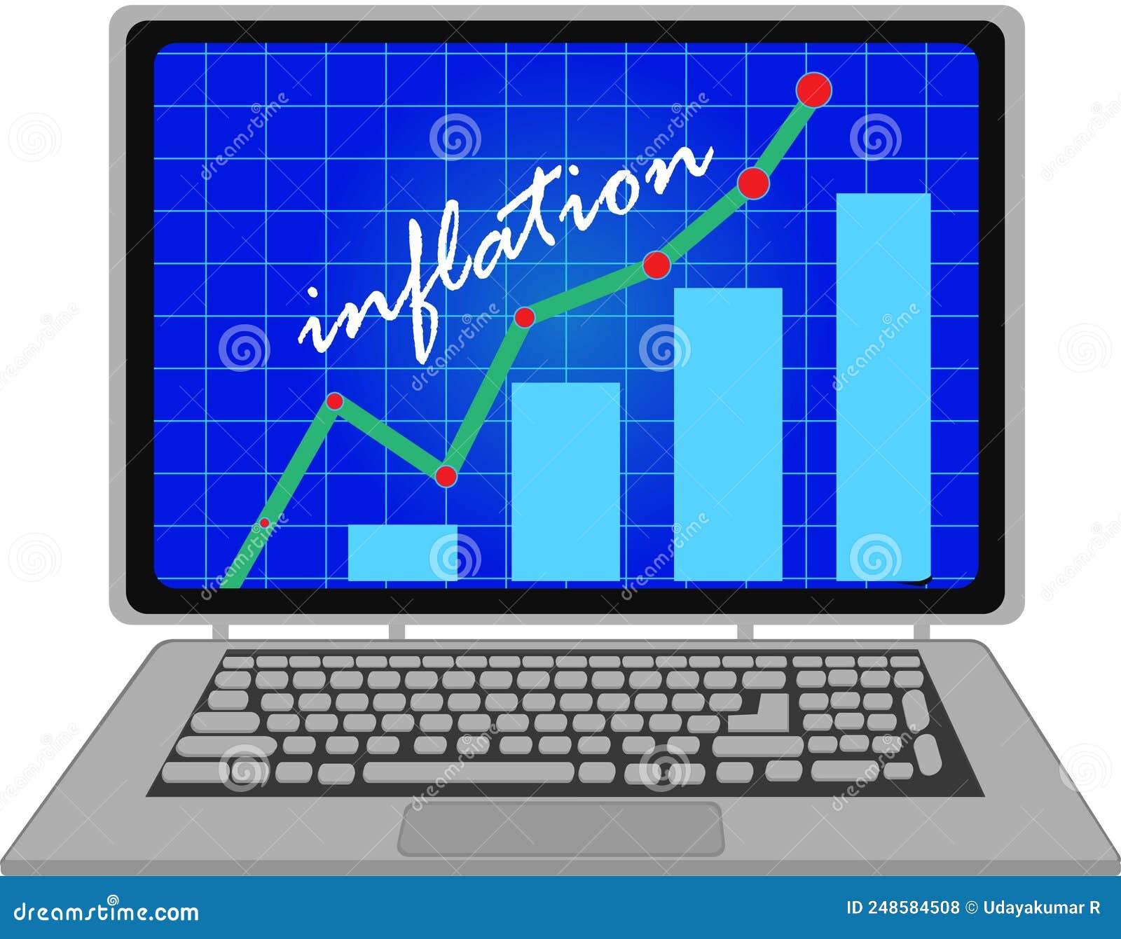Illustration of Stock Market Increase Graph in Laptop Vector Stock ...