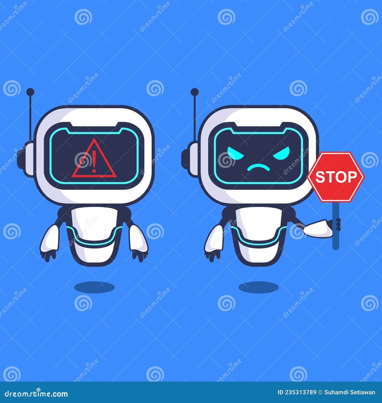 Illustration Stop Dangerous Robot Character Vector Technology Stock ...