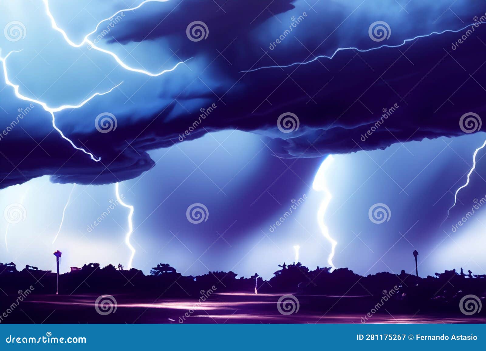 Illustration of Storm Clouds, Rain and Lightning. Stock Illustration ...