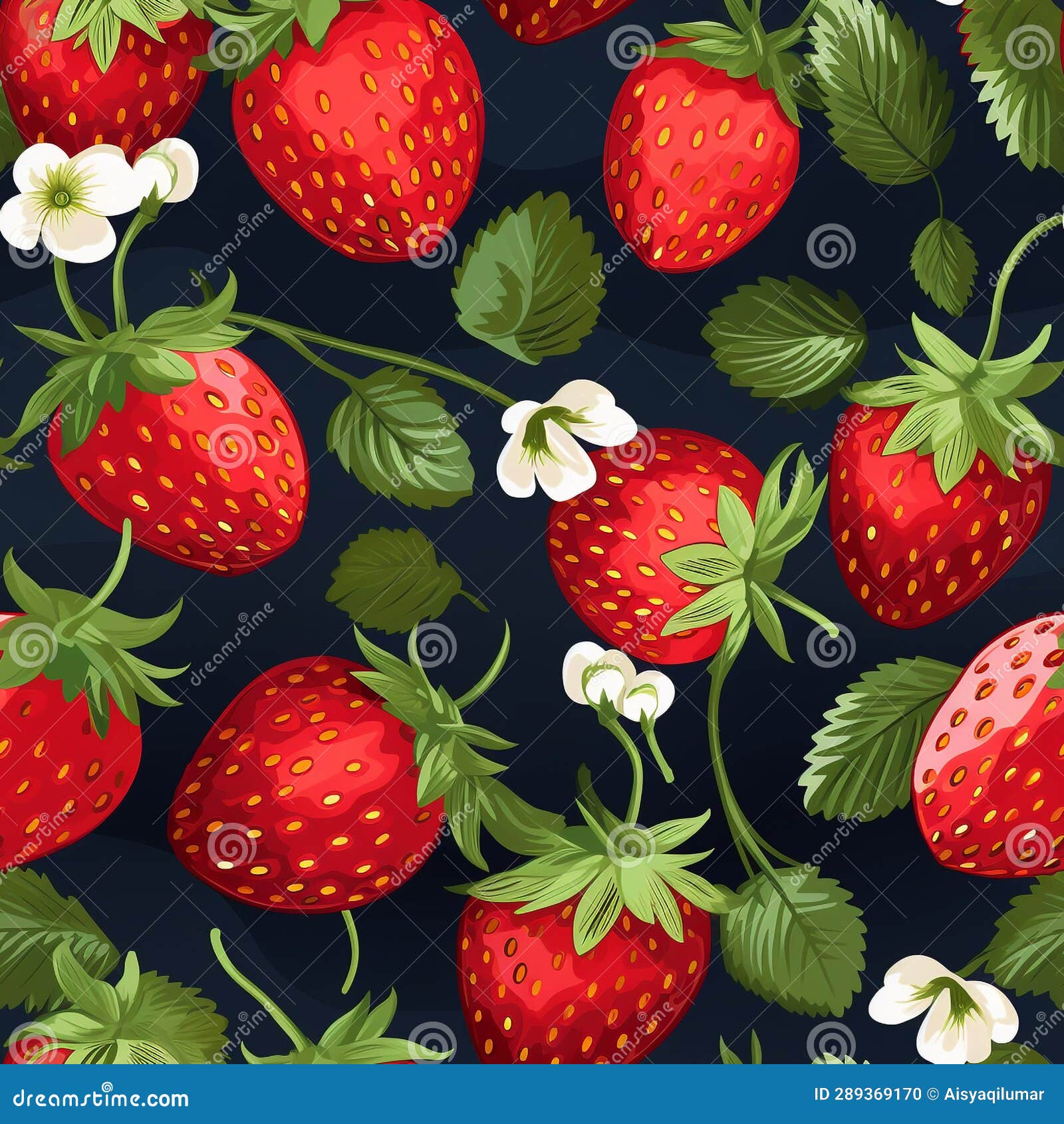 An Illustration of Strawberries in a Randomly Repeating Tile Pattern ...