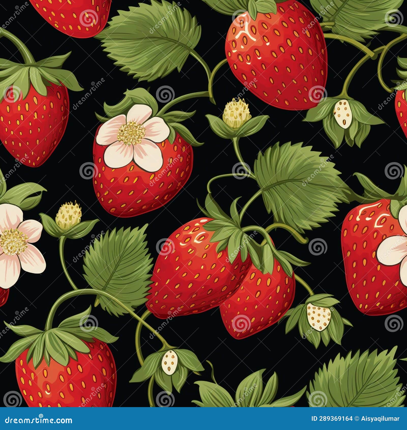 An Illustration of Strawberries in a Randomly Repeating Tile Pattern ...