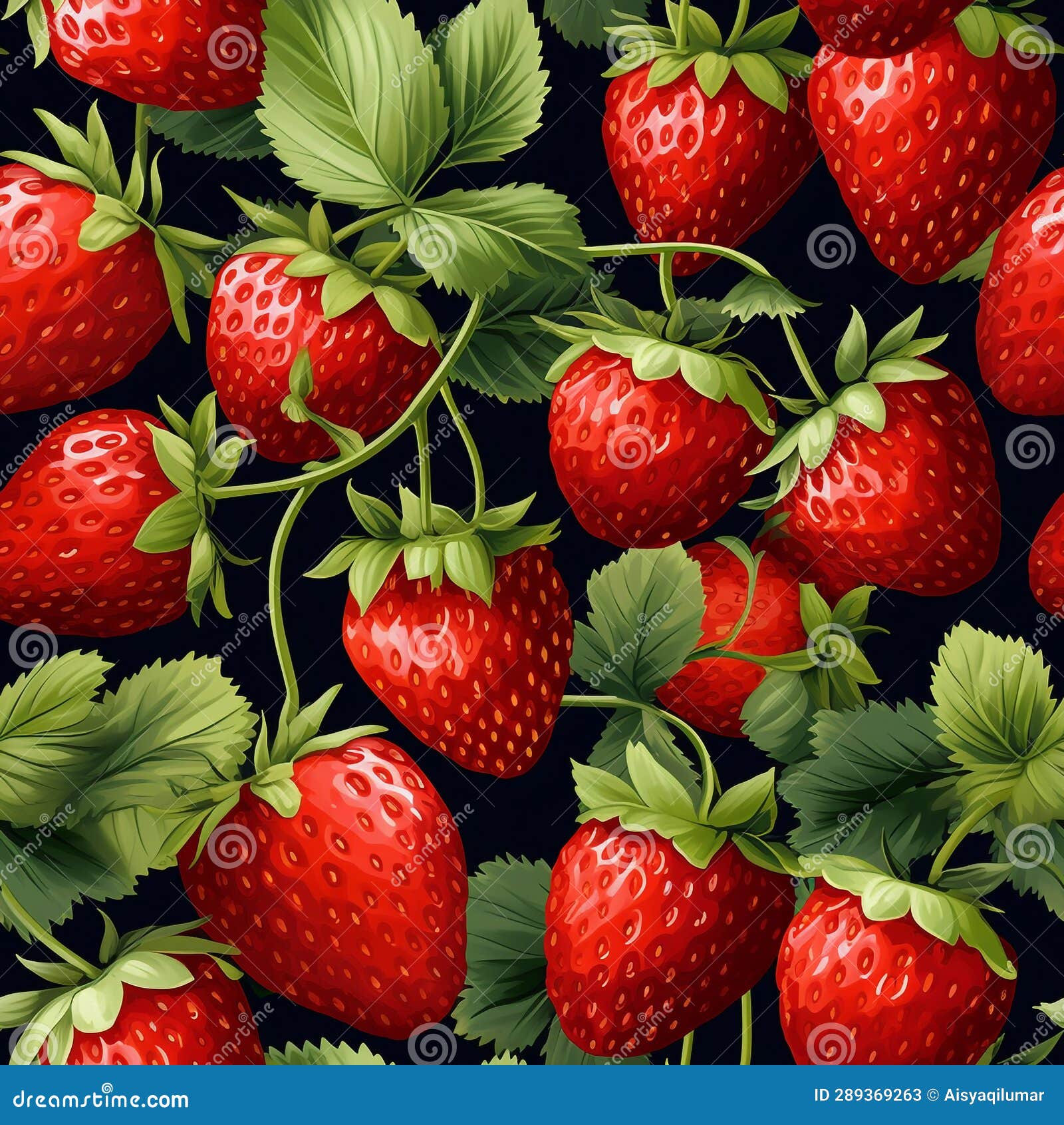 An Illustration of Strawberries in a Randomly Repeating Tile Pattern ...