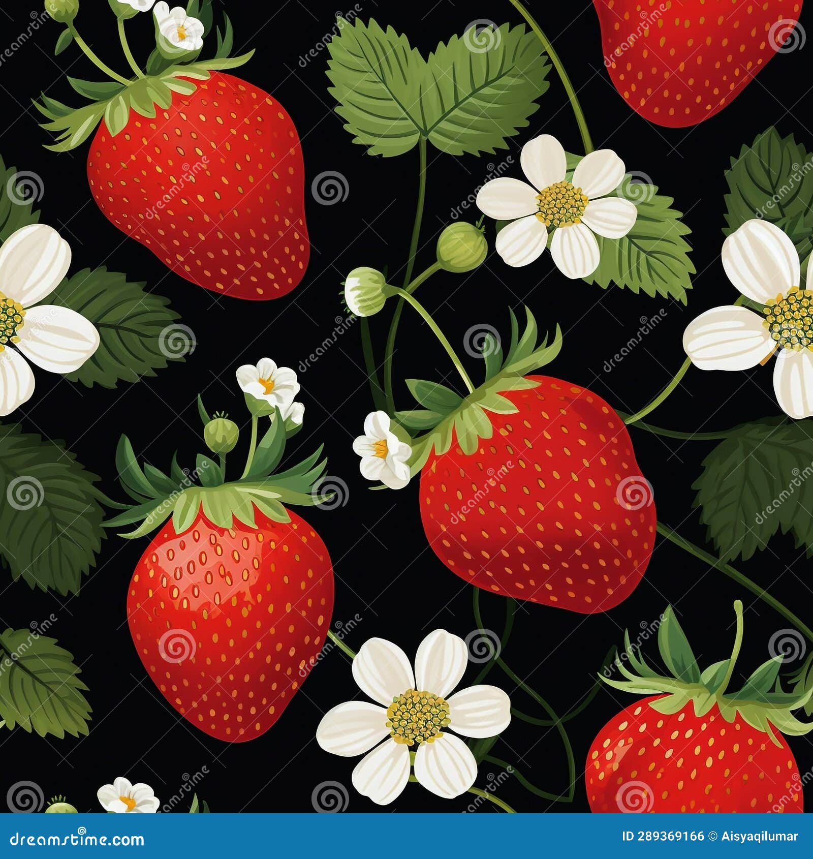An Illustration of Strawberries in a Randomly Repeating Tile Pattern ...