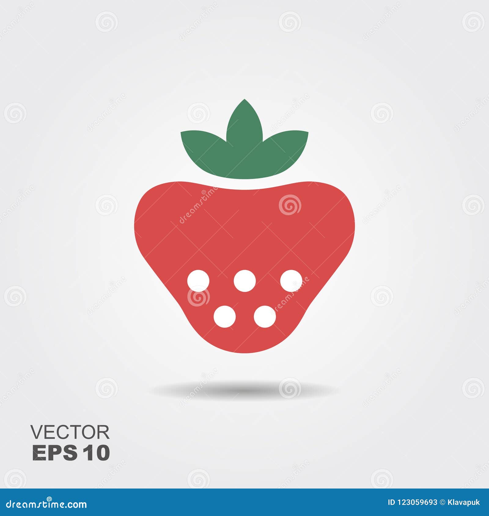 Illustration of Strawberry Flat Icon with Shadow Stock Vector ...