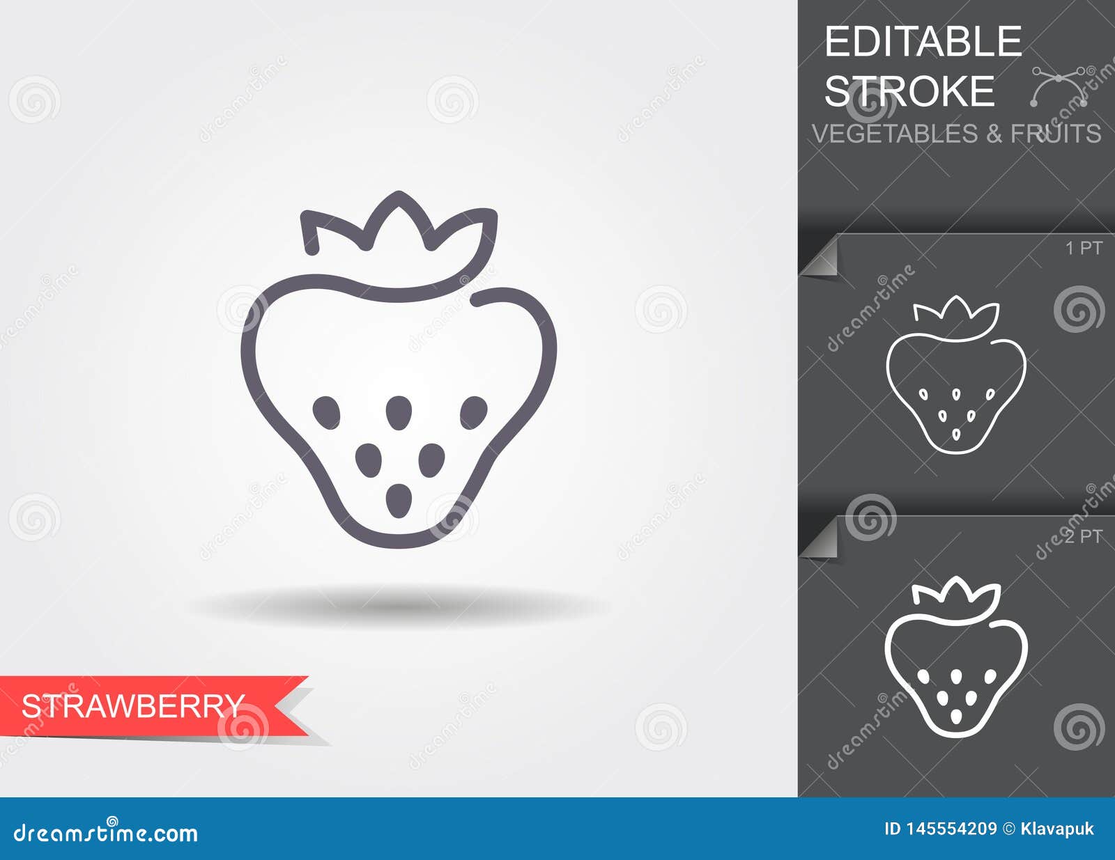Illustration of Strawberry Line Icon with Shadow. Vector Illustration ...