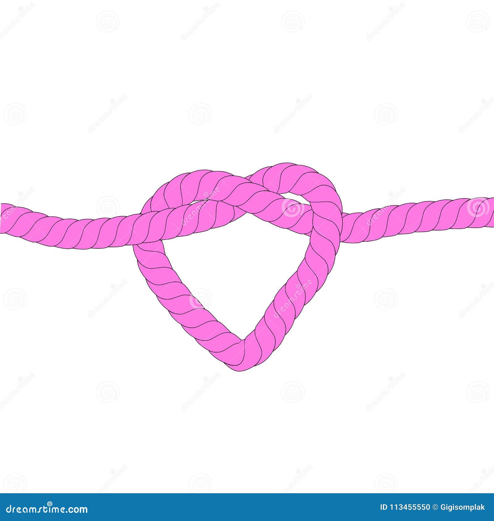 Illustration for Strong Love Relationship, Pink Rope, at White ...