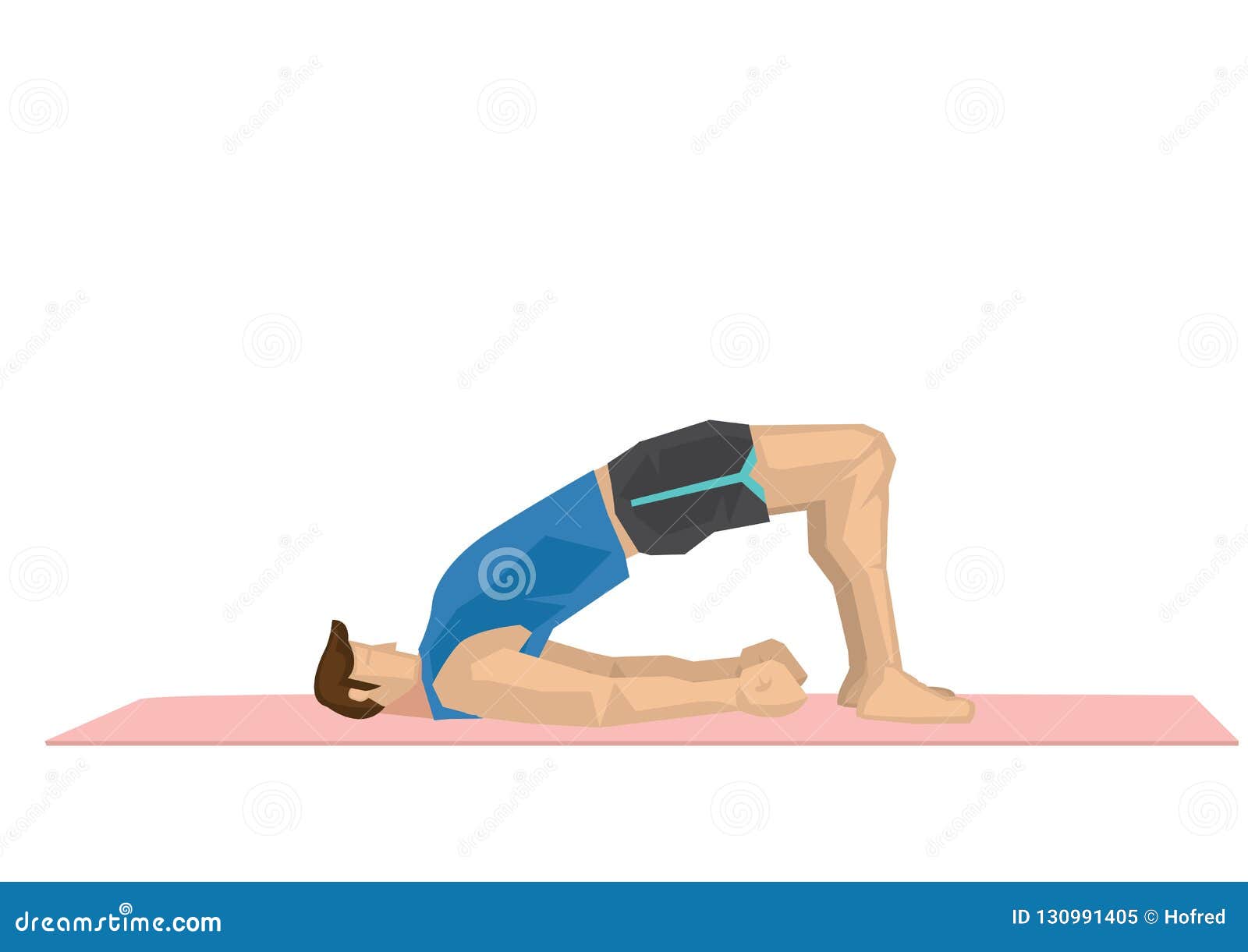 Illustration of a Strong Man Practicing Yoga with a Bridge Pose. Stock ...
