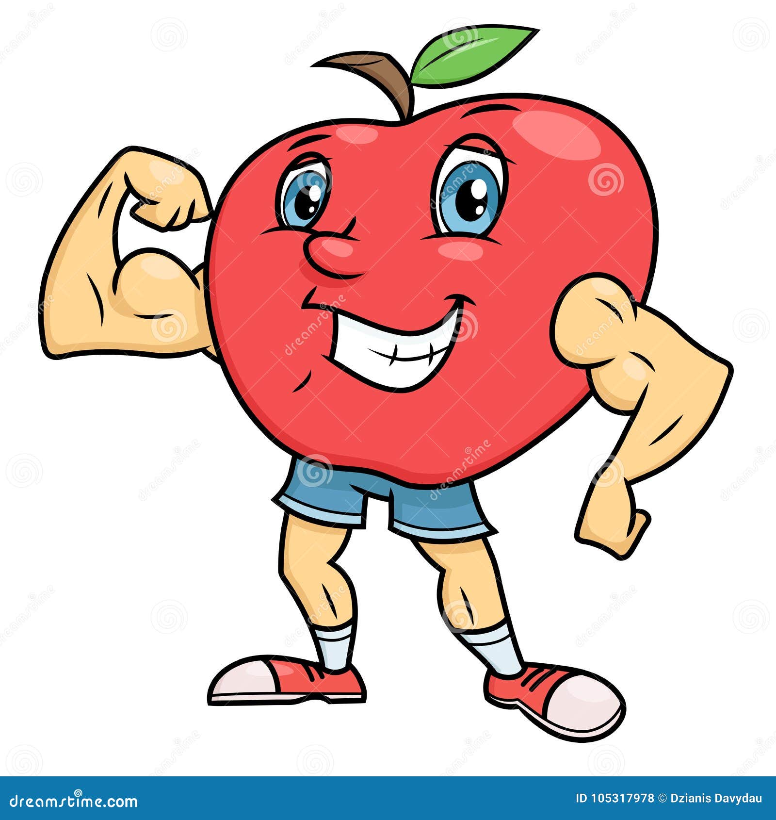 Strong smiling apple stock vector. Illustration of healthy - 105317978
