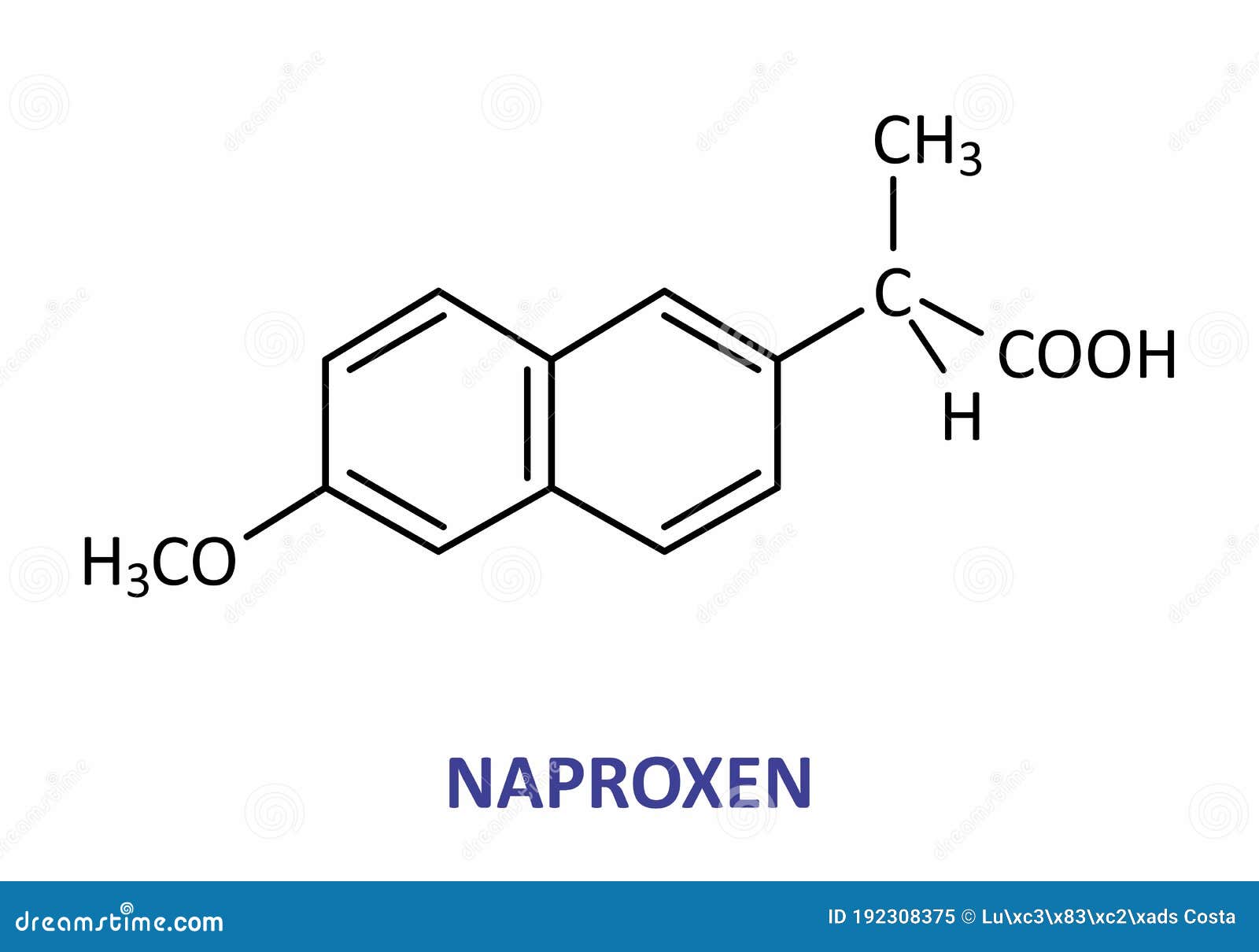 Naproxen Structure Isolated On White Background Stock Illustration ...
