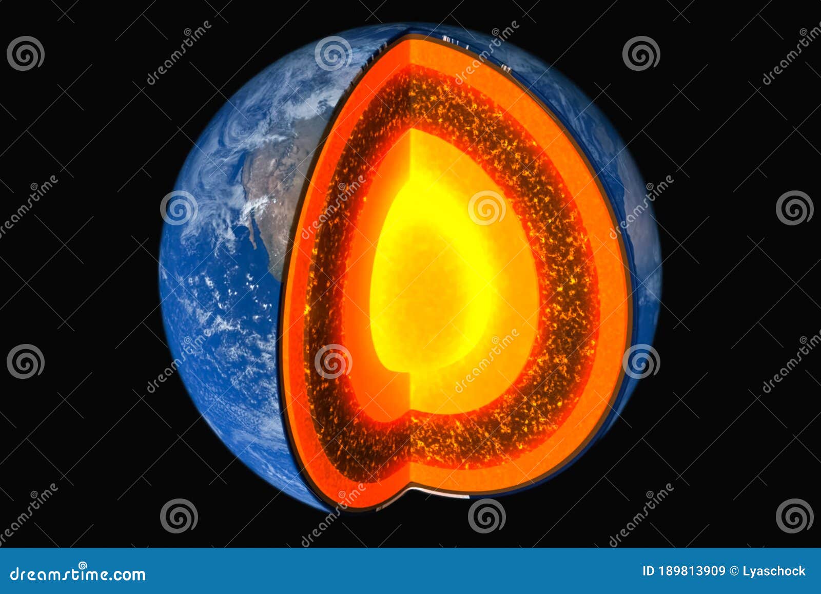Illustration of Structure of the Planet Earth. the Planet is in Stock ...