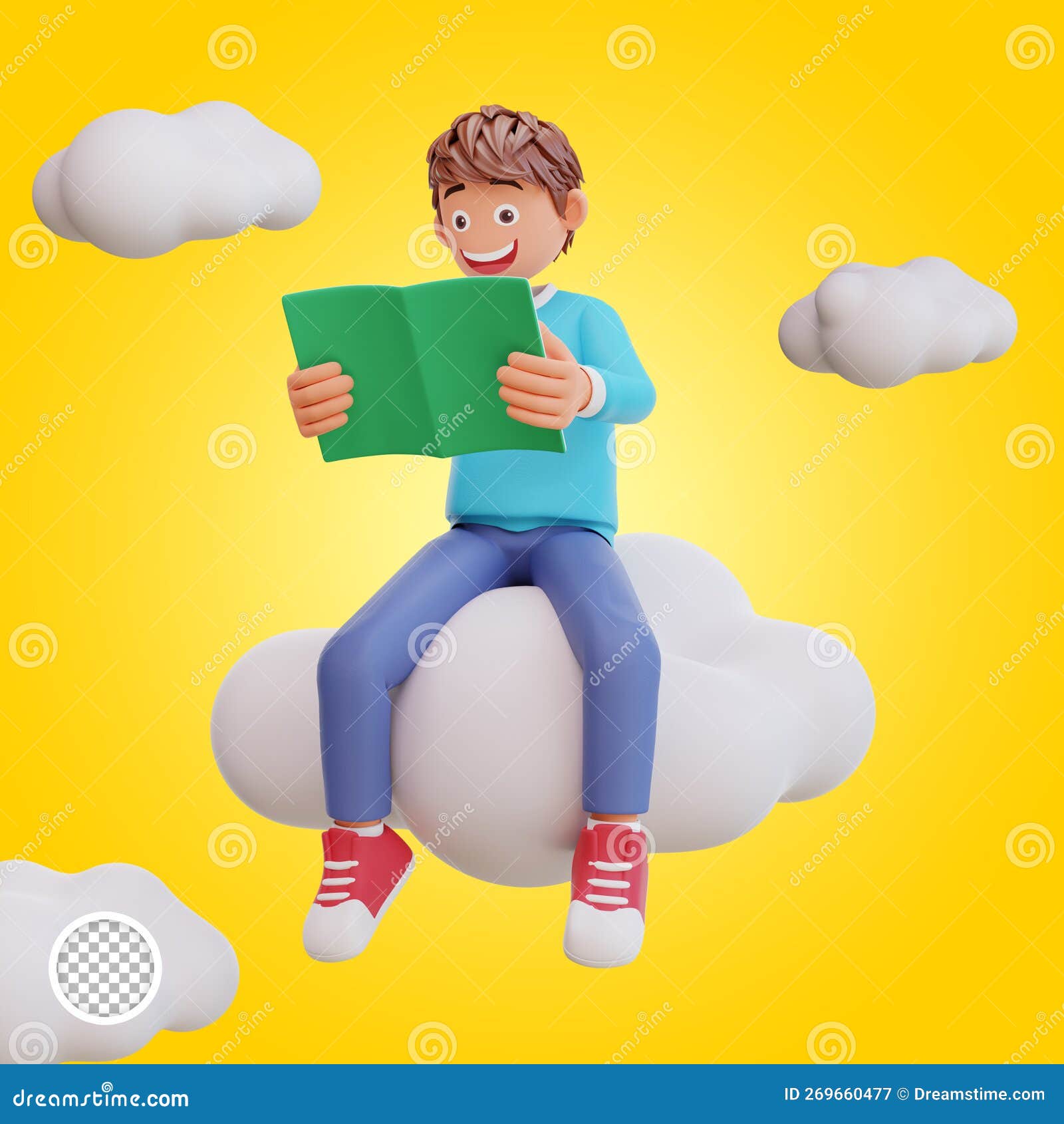 3d Illustration Student Back To School and Study in the Sky Stock ...