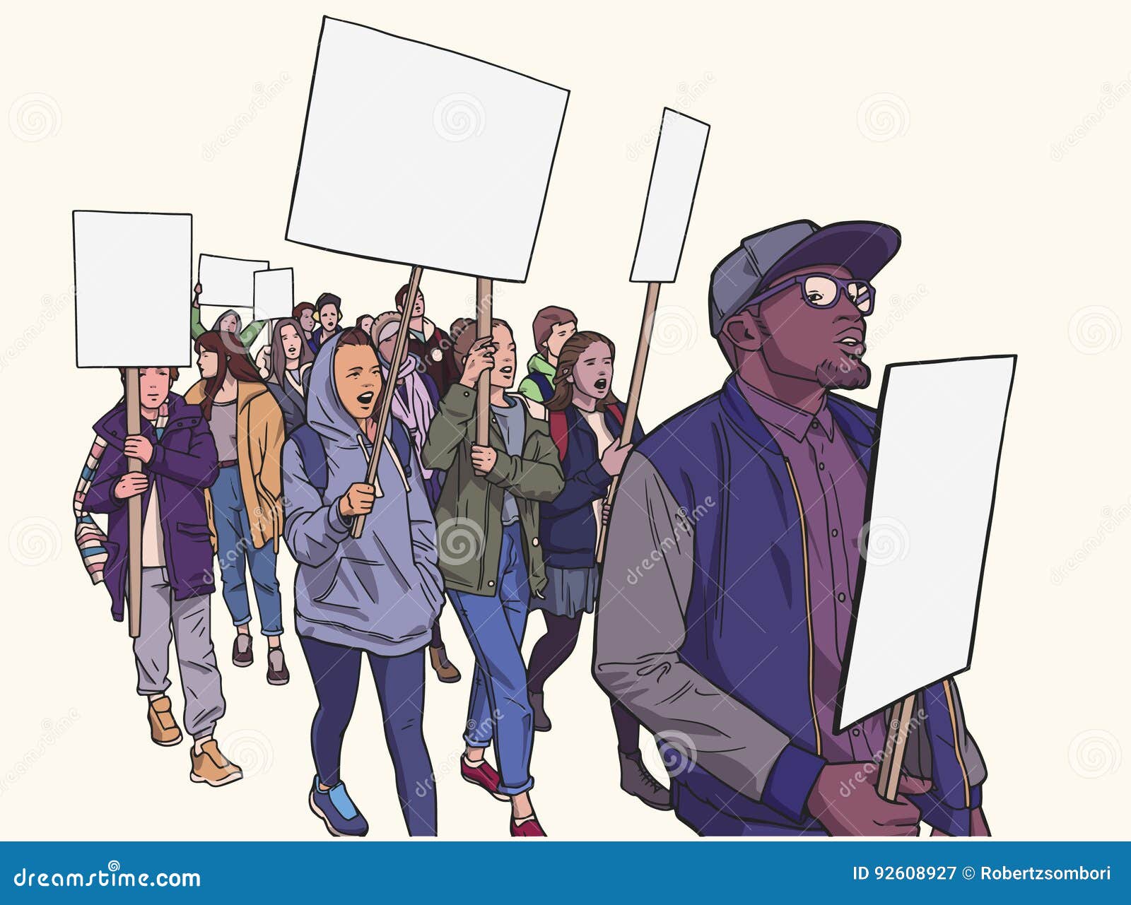 Illustration of Student Demonstration with Blank Signs Stock Vector ...